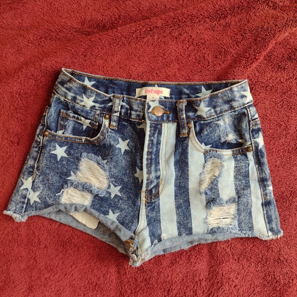 refuge | Shorts | Refuge Stars Stripes Distressed Cut Off Jean Shorts ...
